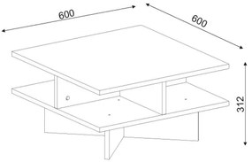 Konferenční stolek HAMTON 31,2x60 cm hnědá/bílá