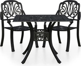 3dílný bistro set litý hliník černý 3070578