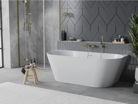 Mexen Oval Slim volně stojící nástěnná vana 170 x 80 cm, bílá, přepad zlatý kartáčovaný - 52661708000-55