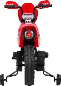 Ramiz Dětská motorka Cross na baterie červená + pomocná kolečka + LED zvuky
