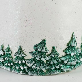 Vánoční svícen Les 24 cm bílo-zelený