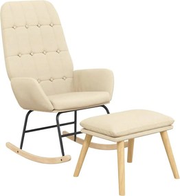 Houpací křeslo s podnožkou krémové textil 3097706