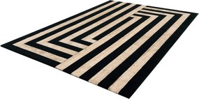 Černo-béžový vlněný koberec 170x240 cm Agnus Art Deco II – Agnella