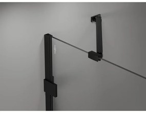 Mexen Lunar, Pětiúhelníkový sprchový kout Mexen Lunar naklápěcí doleva 100 x 100 cm, 8mm čiré sklo, černý profil, 831-100L-100P-70-00-L
