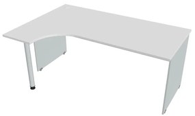 Stůl ergo pravý 180*120 cm - Hobis Gate GE 1800 P Dekor stolové desky: bílá, Dekor lamino podnože: šedá, Barva nohy: stříbrná