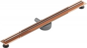 Mexen Flat nerezový sprchový žlab s rotačním 360° sifonem 100 cm, vzor SLIM, růžovo-zlatá, 1641100