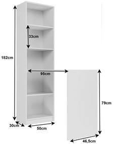 Psací stůl s knihovnou 50 cm Sonoma