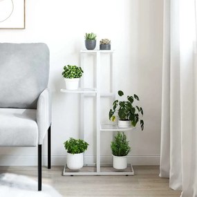 4patrový stojan na květiny 43 x 22 x 76 cm bílý kov 336109