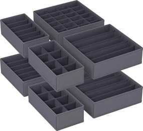 Organizéry do zásuvek, skládací textilní úložné boxy 8 ks, šedé