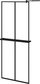 Zástěna do průchozí sprchy s policí černá 80x195 cm ESG/hliník 3185446