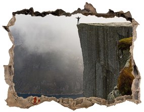 Wallmuralia Díra 3D ve zdi nálepka Norský útes 95x64 cm