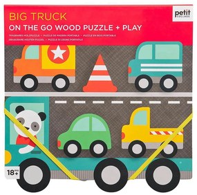 Petit Collage Robustní dřevěné puzzle Big truck