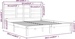 Rám postele černý masivní dřevo 200 x 200 cm 3105819