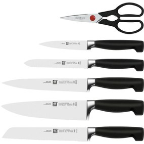 Zwilling Four Star samoostřící blok s noži 7 ks, černý, 35145-007