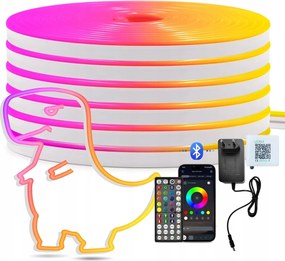 Led pásek Rgb 15 m Vodotěsný Dálkový Ovladač Aplikace IP65 24 V Neon Elastický