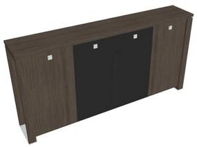Střední šatní skříň Verno+ 260 x 46 x 130 cm, kombinované dveře, dub antracit / černá