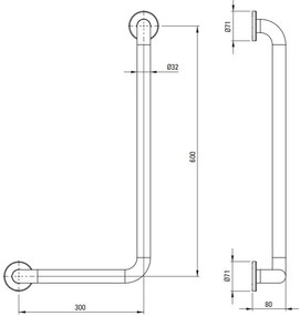 Deante příslušenství, nástěnný držák 371x671 mm, pravý, chromová, DEA-NIL_0P1D