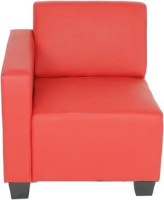 Modulární levý boční panel, křeslo s područkou Lyon, imitace kůže ~ červená