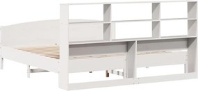 Postel s knihovnou bez matrace bílá 180x200 cm masivní borovice 3323096