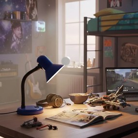Stolní lampa Mentor, 1x modré stínítko, bl
