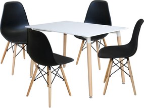 Jídelní stůl 120x80 UNO bílý + 4 židle UNO černé