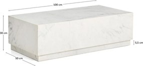 Bílý mramorový konferenční stolek 50x100 cm Sorein – Kave Home