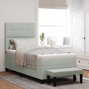 Postel s boxspringem s čelo Světle šedá 200 x 80 cm samet 3344474