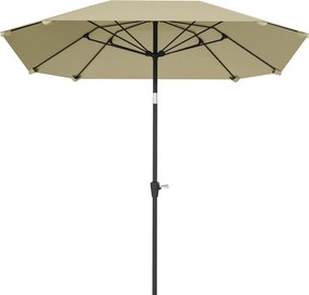 Slunečník Outsunny Ø233 cm, slunečník s naklápěcí funkcí, osmiúhelníkový balkónový slunečník, plážový slunečník odolný proti větru, stabilní tržní slu