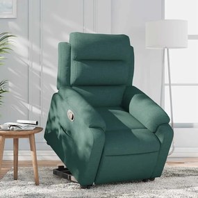 Zvedací polohovací křeslo tmavě zelené textil 3204986