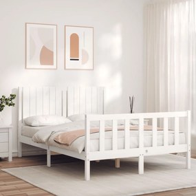Rám postele s čelem bílý 140 x 190 cm masivní dřevo,  3192927