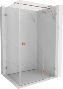 Mexen Lunar T, výklopný sprchový kout pravý 120 x 110 cm, 8mm čiré sklo, profil měděná matná, 834T-120-110-65-00-P