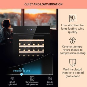 Klarstein Vinsider 30 Built-In Uno, vestavná vinotéka, 77 l/30 lahví, nerezová ocel