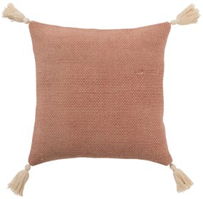 Staro-růžový bavlněný polštář se střapci Crocheted - 45*45 cm