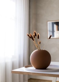 COOEE Design Kulatá váza Ball Coconut 20 cm, hnědá barva, keramika