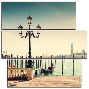 Obraz na plátně - Velký kanál a gondoly v Benátkách - čtverec 3114D (105x105 cm)