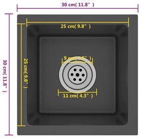 vidaXL Marketos Ručně vyrobený kuchyňský dřez černý nerezová ocel