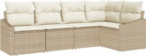 Set pohovek 5 ks Béžová polyratan 3346721