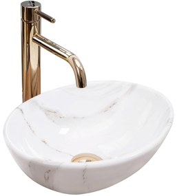 Rea Sofia mini Shiny Aiax, keramické umyvadlo na desku 35x26 cm, imitace kamene Aiax, REA-U8014