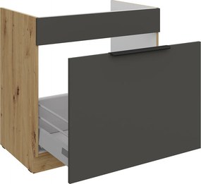 ARIA pa | dolní skříňka 80 ZL 1S dřezová | 80 cm | PREMIUM BOX | artisan/šedá grafit