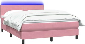 Box spring postel s matrací a LED růžová 160x210 cm samet 3316700