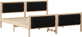 Rám postele s čelo Černá 180 x 200 cm Masivní borové dřevo 3394275