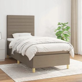 Box Spring Postel S Matrací Textil Taupe vodorovné pruhy 100 x 200 cm
