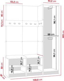 Šatní skříň ROJ 20 - bílý + ekokůže černý