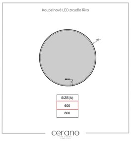 CERANO - Koupelnové LED zrcadlo Rivo, kovový rám - černá matná - Ø 60 cm