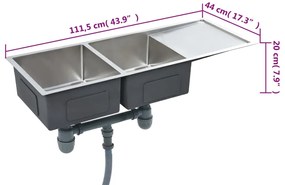 vidaXL Marketos Ručně vyrobený kuchyňský dřez nerezová ocel