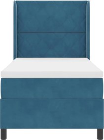Postel s boxspringem s čelo Modrá 90 x 190 cm samet 3342042