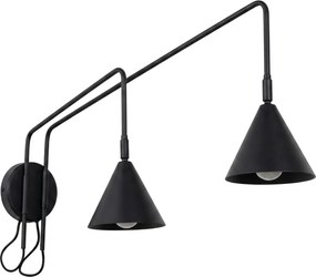 Sollux Lighting Nástěnné svítidlo NOX 2 černé s vypínačem