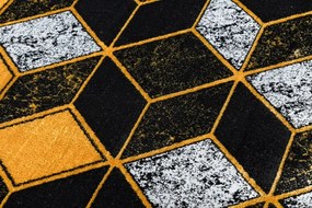 Dywany Łuszczów, Kusový koberec Gloss 400B 86 3D geometric black/gold, 140x190, černá, kancelář