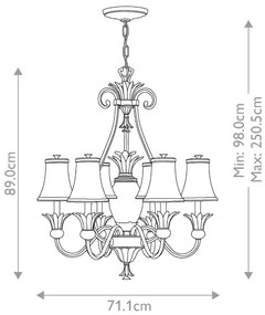 Hinkley HK-PLANT7-PL - Lustr na řetězu PLANTATION 7xE14/40W/230V stříbrná