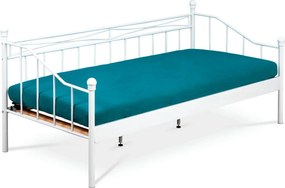Postel jednolůžková 90x200, kovová konstrukce, matný lak – vzdušný kovový rám bílá